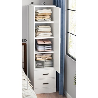 Narrow Wooden Wardrobe Clothing Modern Small Home Closet Cabinet with ...