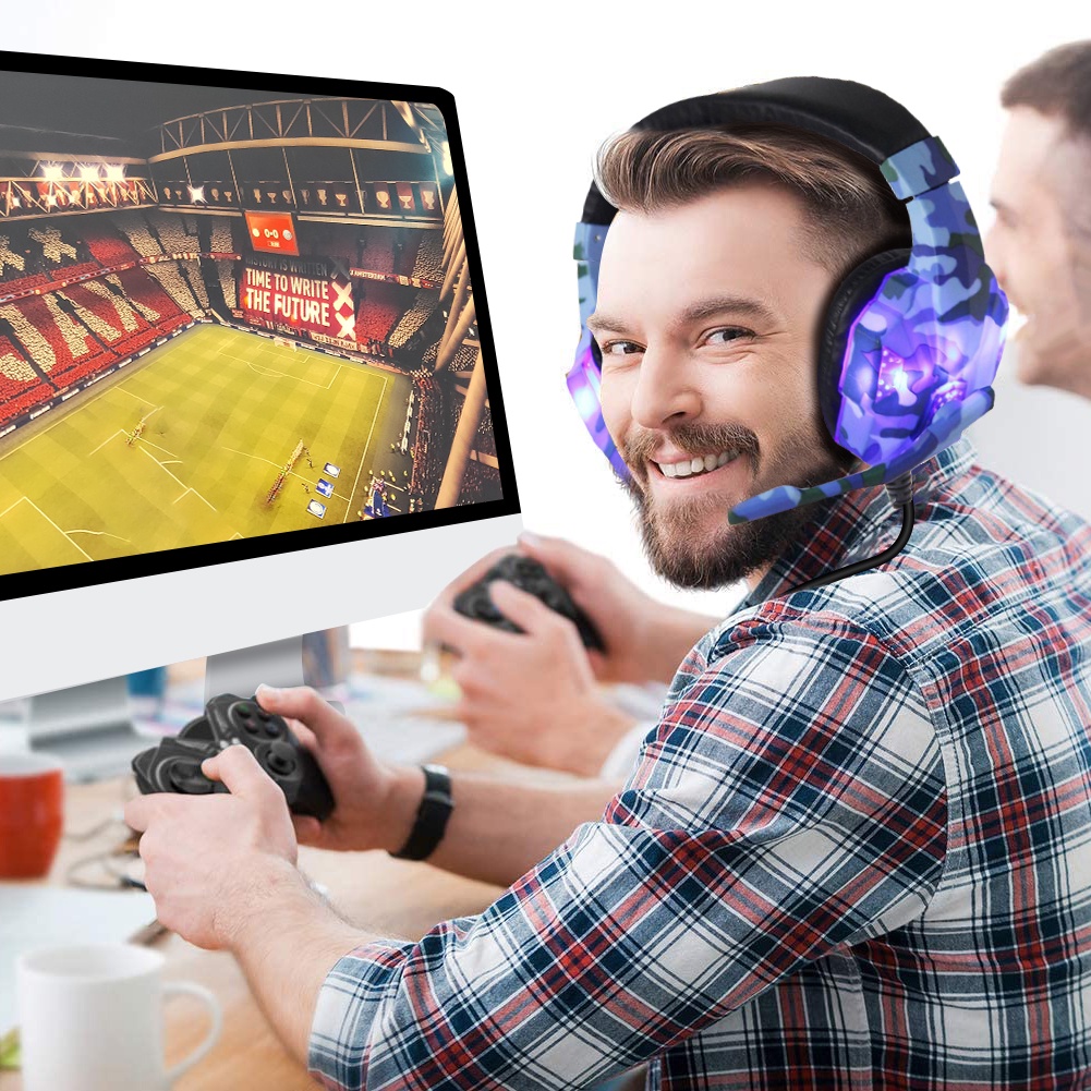 ۞♦ Camouflage Gaming Headphones with Microphone For Pubg LED Light ...