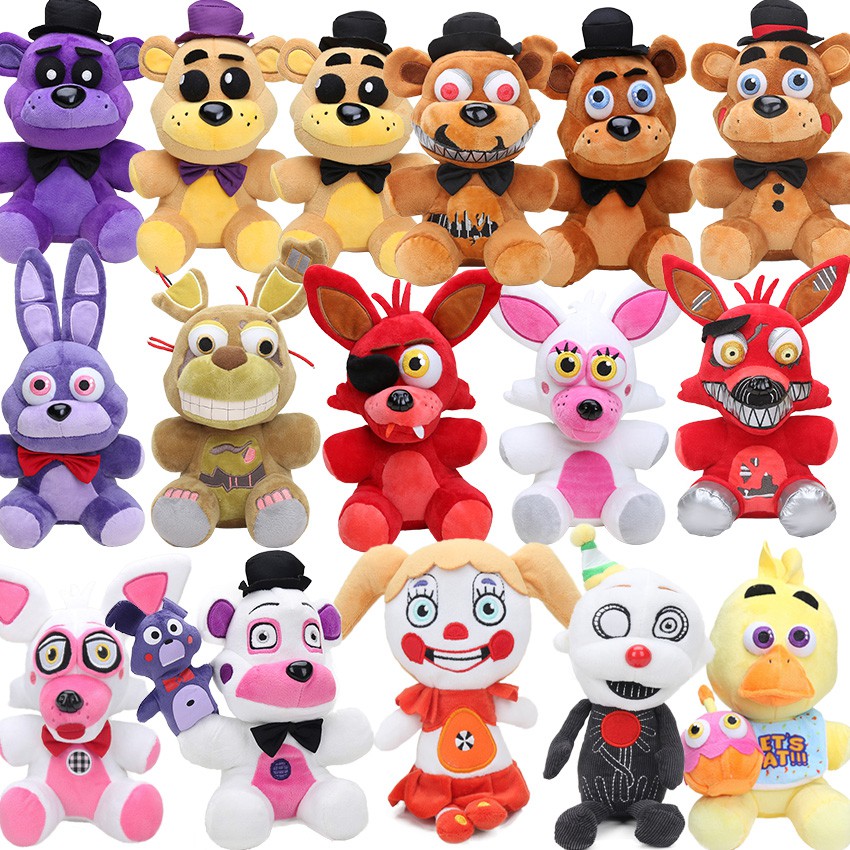25cm FNAF Freddy Fazbear Plush Toys Golden Bear Nightmare Cupcake Foxy ...
