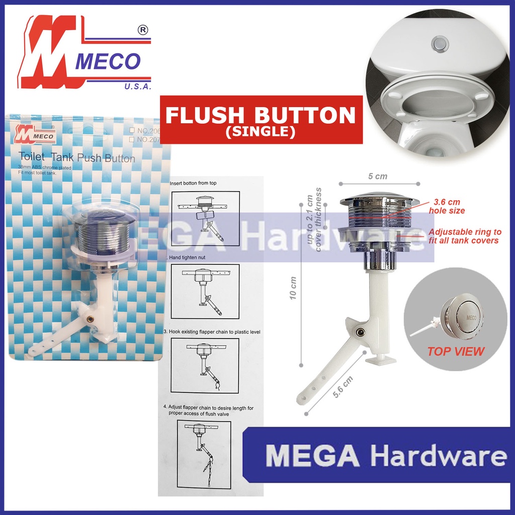 MECO Toilet Flush Tank Accessories(Rubber Flapper, Push Button, Tank ...