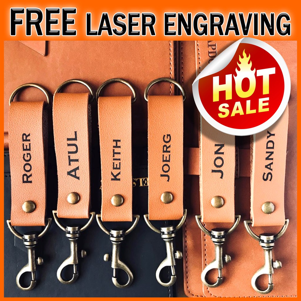 (Free Engrave) Personalized Leather Key Fob / Key Holder Accessory ...