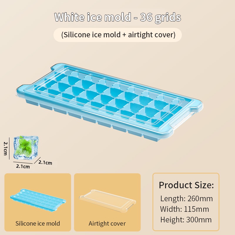 36 Grids Silicone Ice Cube Molder Tray Fruit Popsicle Maker with Square ...