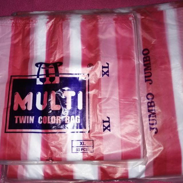 Red White Stripes Plastic Bag XL / Jumbo 50s | Shopee Philippines