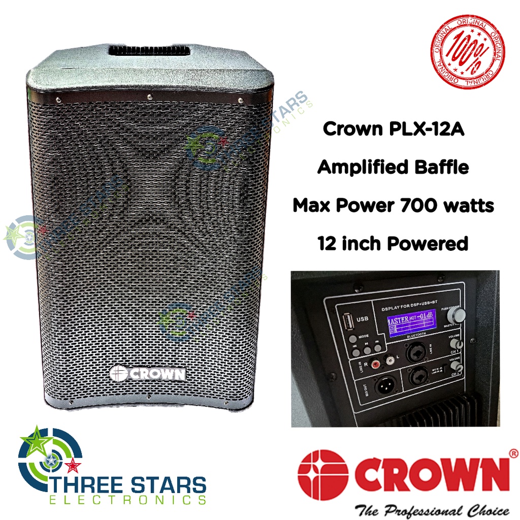 2022 New Crown 1pc PLX - 12A 700 Watts Amplified Baffle With Free Mic ...