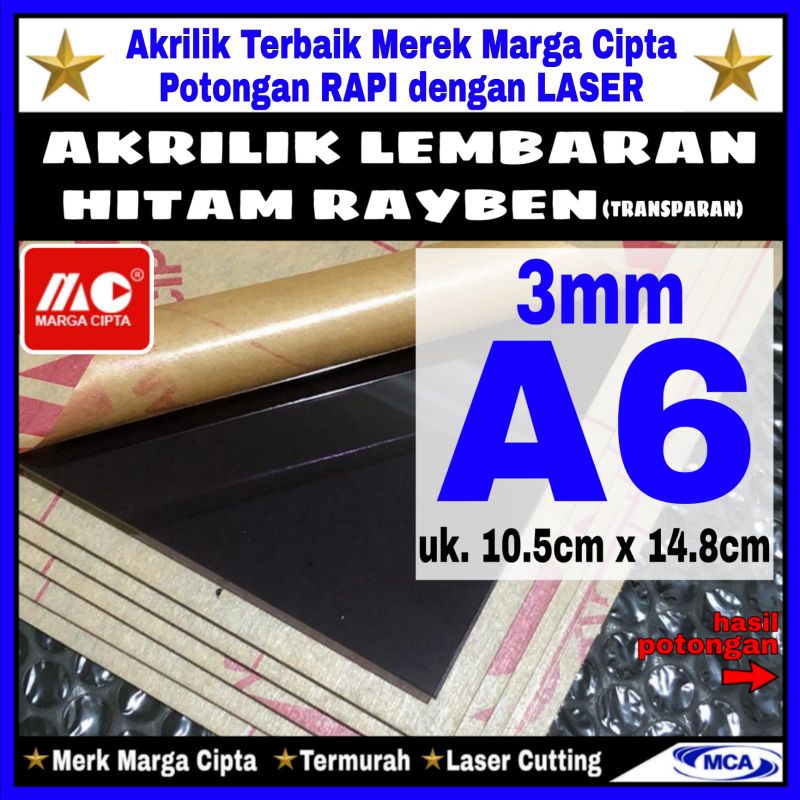 HITAM Acrylic sheet BLACK RAYBEN 3mm A6 / Marga cipta / Acrylic ...