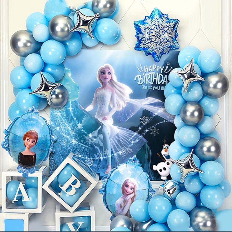 102-Pack Frozen Balloons Elsa Birthday Themed Birthday Girl Decoration ...