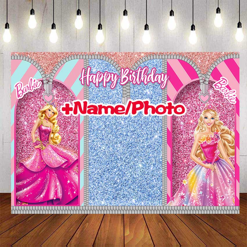 Pink Glitter Barbie Backdrop For Photography Baby Shower Kids Children ...