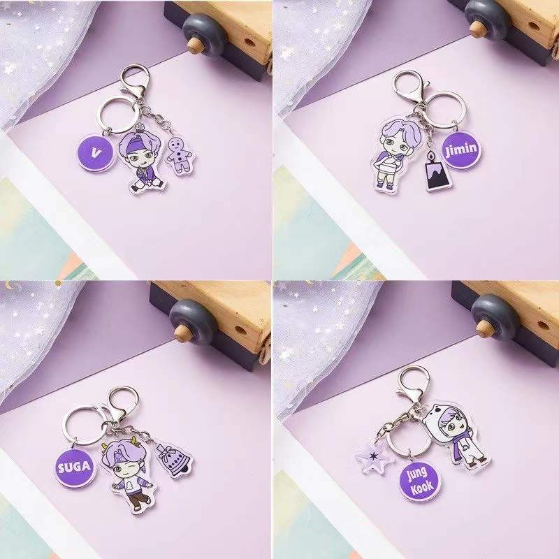 New K-pop BT21 Cartoon Key Chain Cute Bag Key Rings Pendant Key Buckle ...