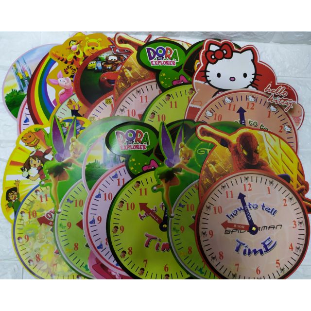 12pcs./pack Characrer PAPER CLOCK (Assorted Design) | Shopee Philippines