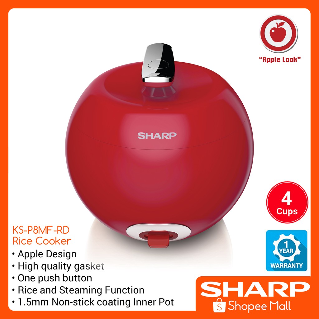 Sharp Apple Shape Rice Cooker KS-P8MF 0.7 Liters (4 Cups) | Shopee ...