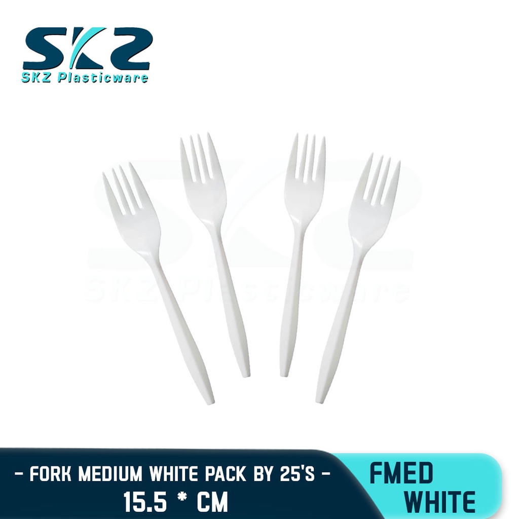 SKZ DISPOSABLE SPOON AND FORK MEDIUM WHITE 25PCS PER PACK | Shopee ...