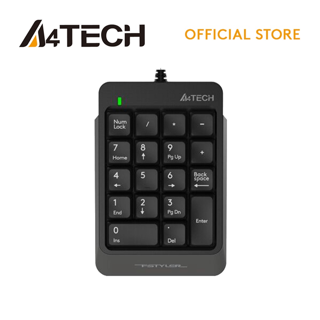 A4Tech FK13 Fstyler Sleek Round-Square Keycaps High-Elasticity Wired Silicon Numeric Keypad ...