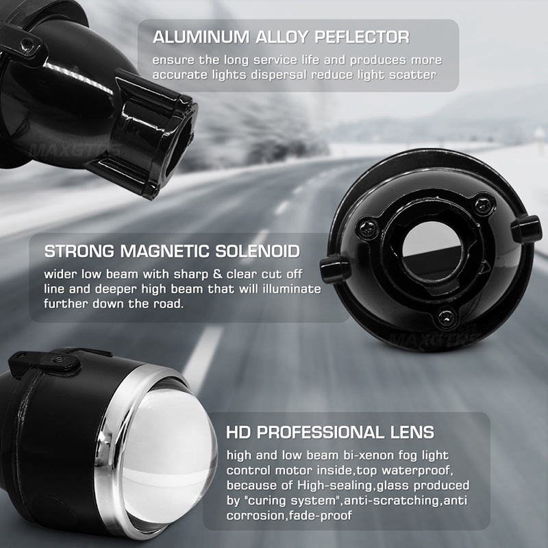 MAXGTRS Universal Projector Lens 2.5 Inch 3.0 Inch Fog Lights HID Bi ...