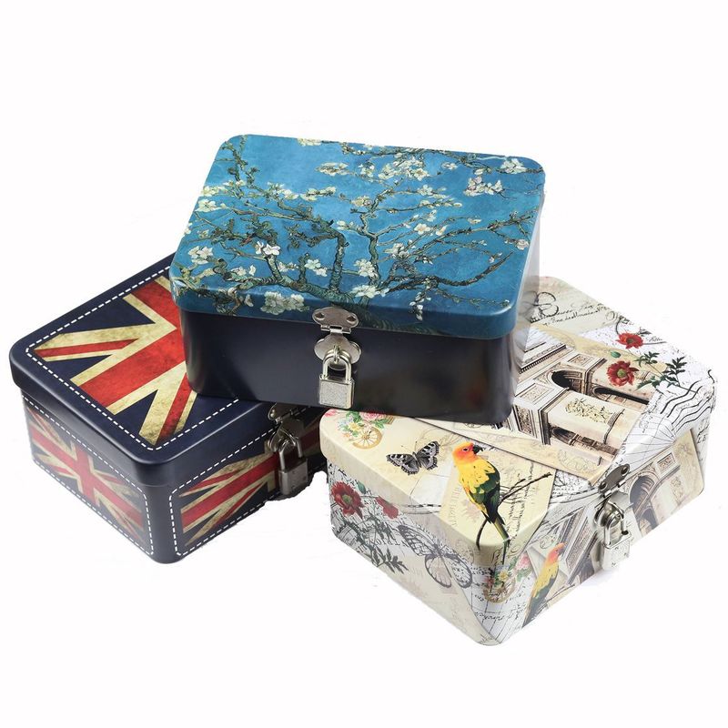 Locked tinplate Metal Collection Iron Storage Box Meteor Shower ...