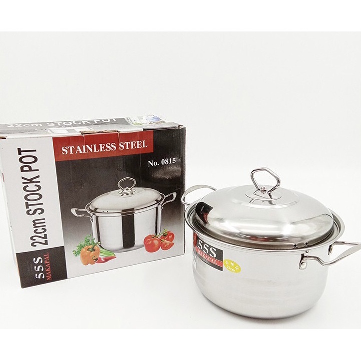555 Makapal Stainless Steel Stock Pot Cookware Kitchen Cooking Tools ...