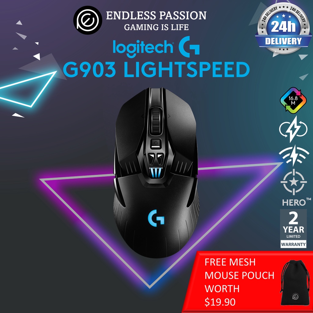 Logitech G903 Hero LIGHTSPEED Wireless Gaming Mouse with Hero 25K ...