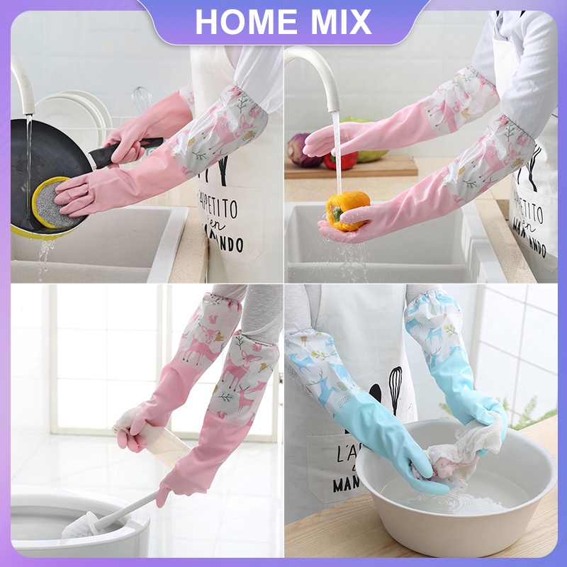 Long Latex Gloves Dishwashing Gloves Bathroom Kitchen Gloves For ...