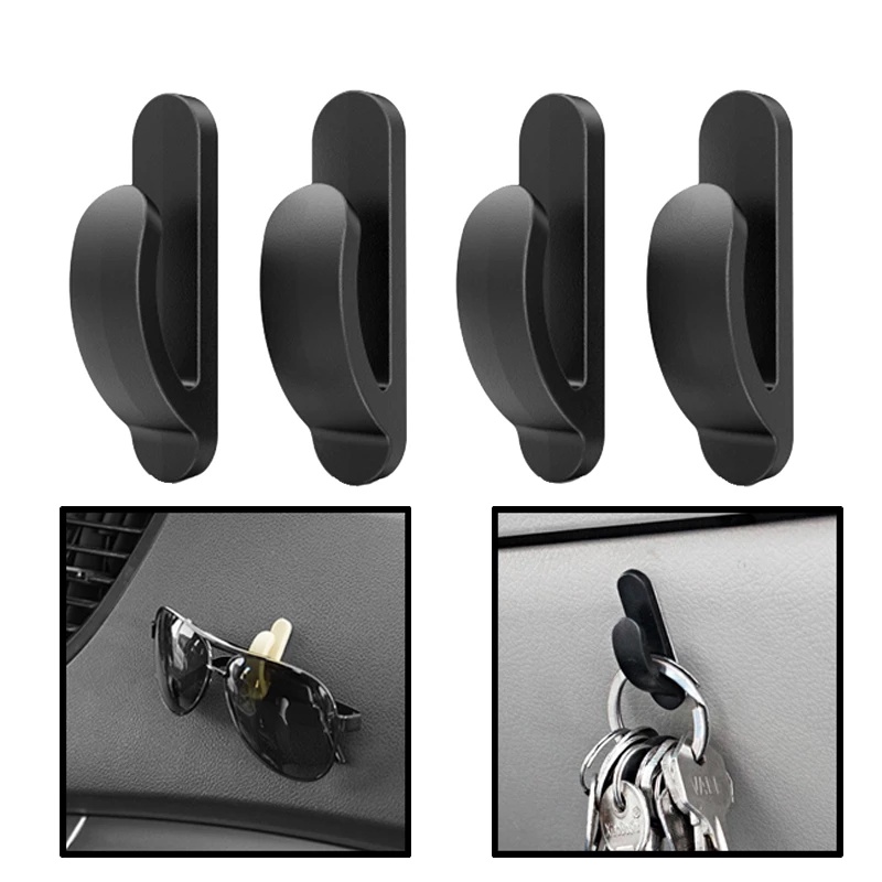 8Pcs Mini Convenient Black Car Holder Self Adhesive Hook ABS Plastic ...
