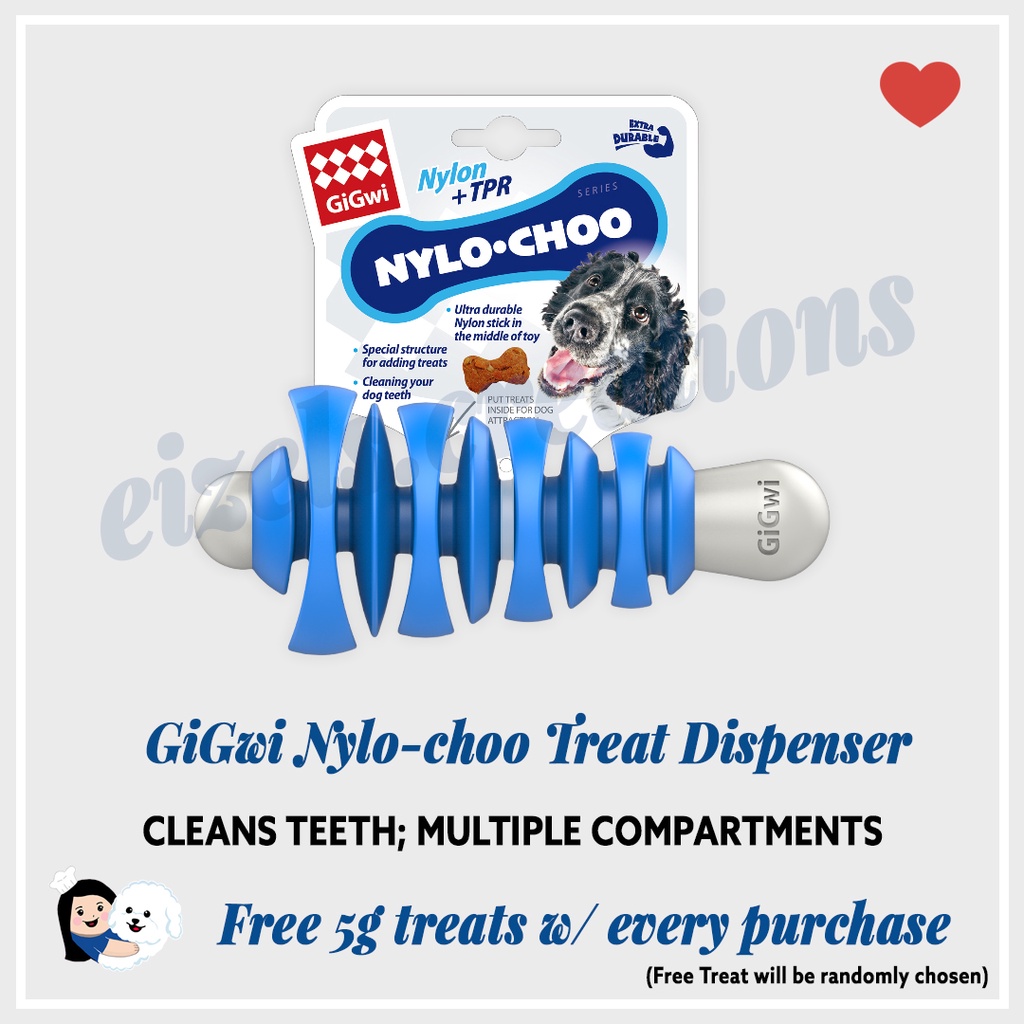 GiGwi Nylo-Choo Treats Dispenser Chew Toy for Dogs (Free 5g treats w ...