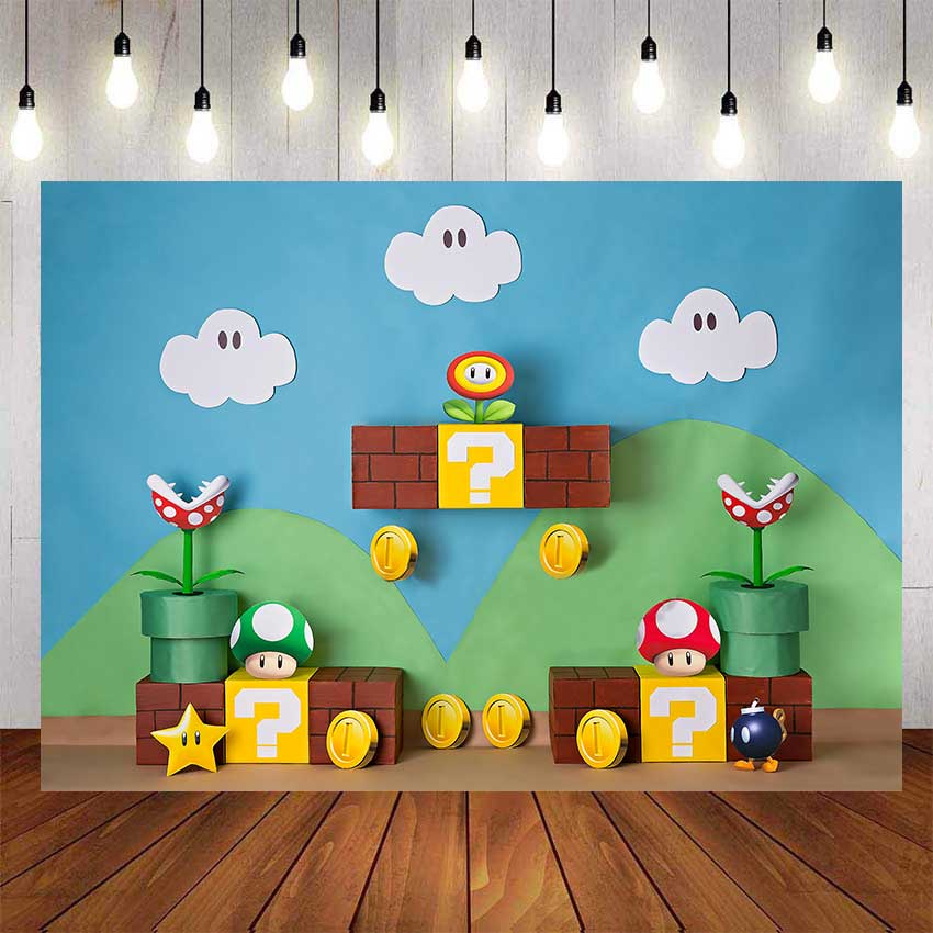 3D Super Mario Backdrop For Photography Baby Shower Kids Children Boy ...