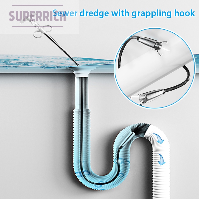 Sewer Pipe Dredging Extractor Flexible Grabber Claw Reacher Tool Drain ...