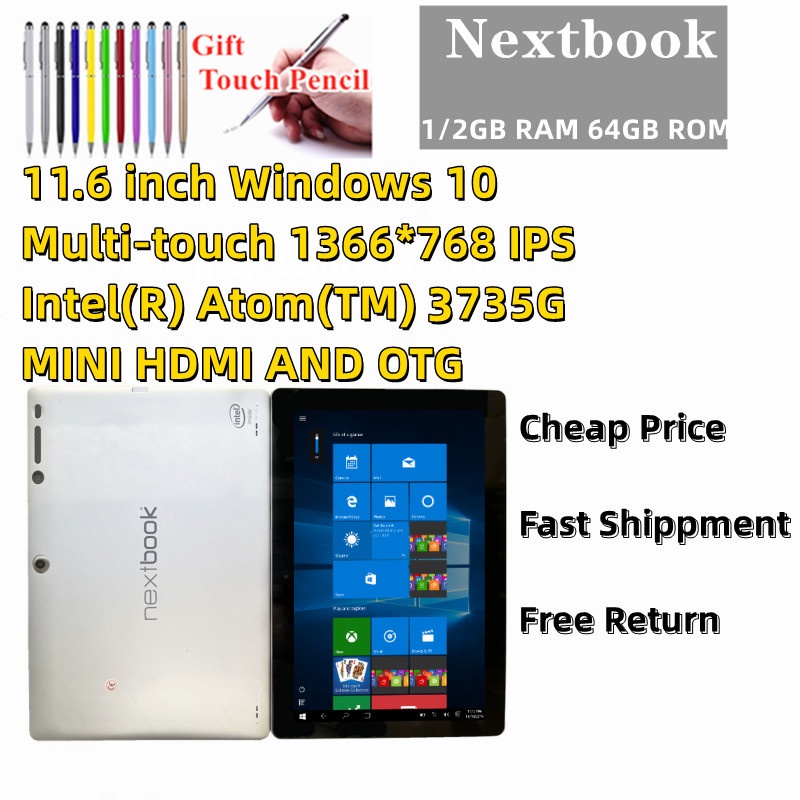 11.6 INCH Windows 10 Nextbook 1GB RAM 64GB ROM Notebook Intel Baytrail ...