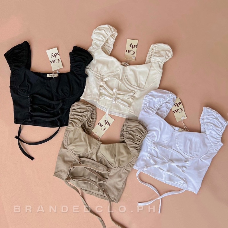 Cross Front Bustier Corset Cropped Top | Shopee Philippines