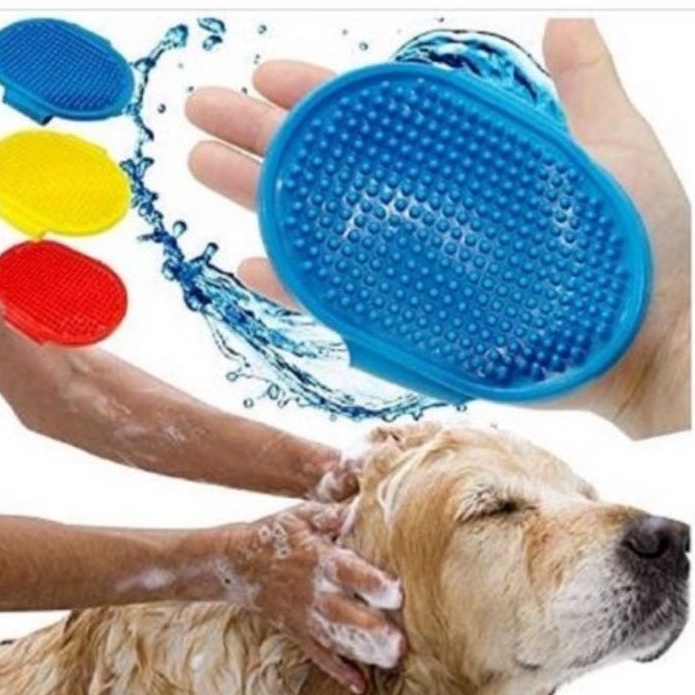 Dog Cat Grooming Brush Adjustable Ring Handle Soothing Massage Rubber ...