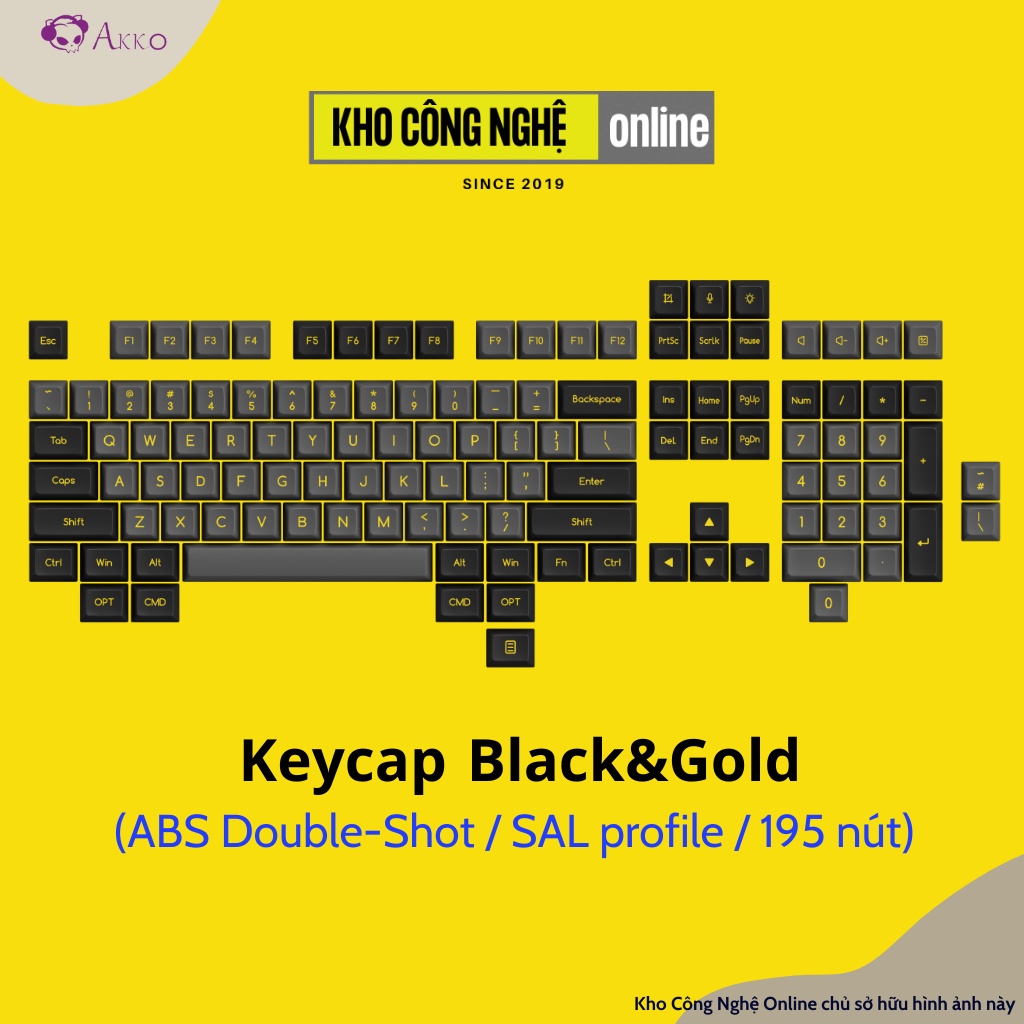 Keycap set for AKKO Black Gold mechanical keyboard (ABS Double-Shot ...