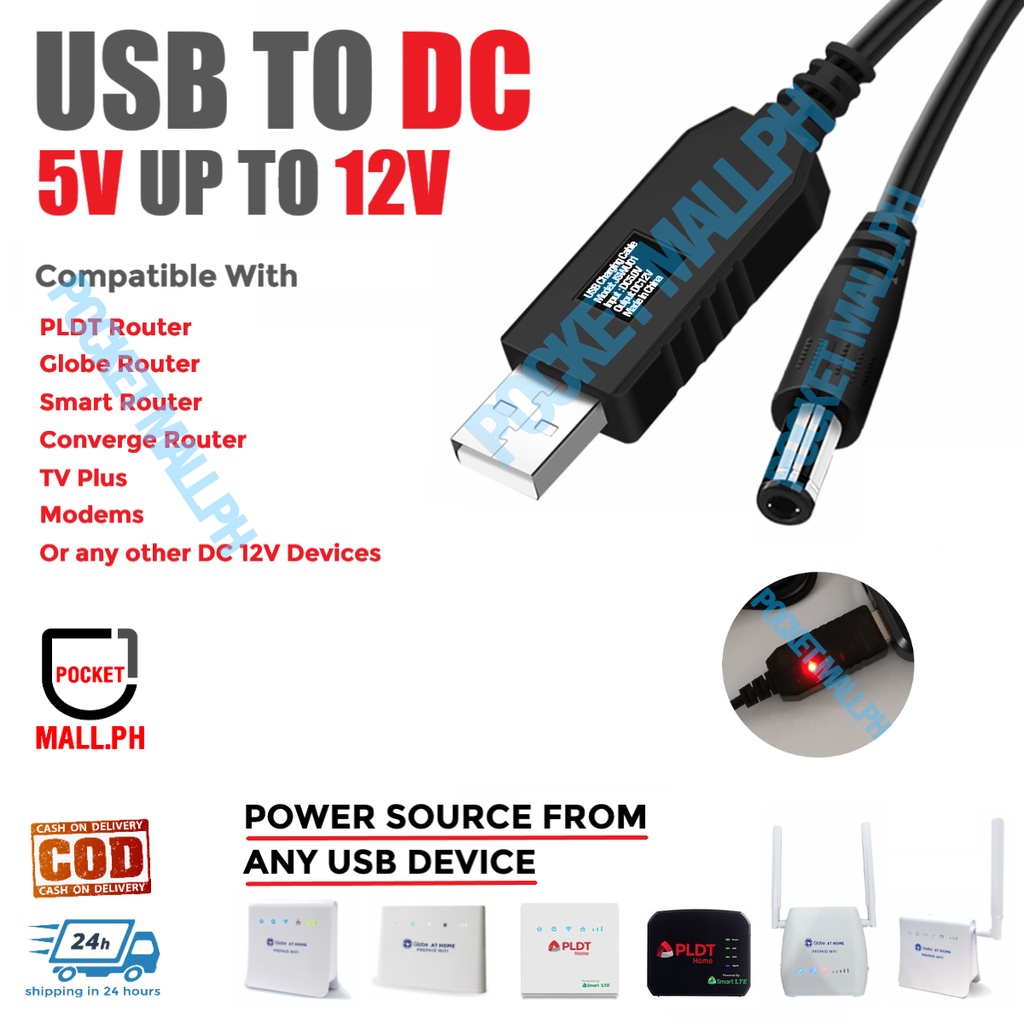 USB to DC 5V up to 12V 5.5mm Jack Converter Charging FOR 12V ELECTRIC ...