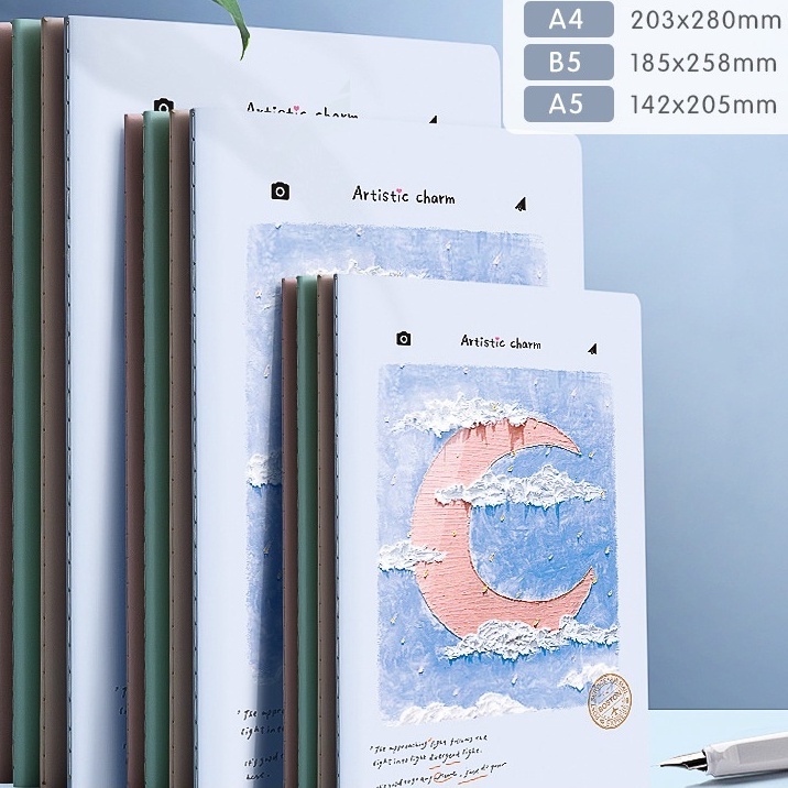 4Pcs/Set 38 Sheets A4/A5/B5 Sun And Moon Notebook Oil Painting Notebook ...
