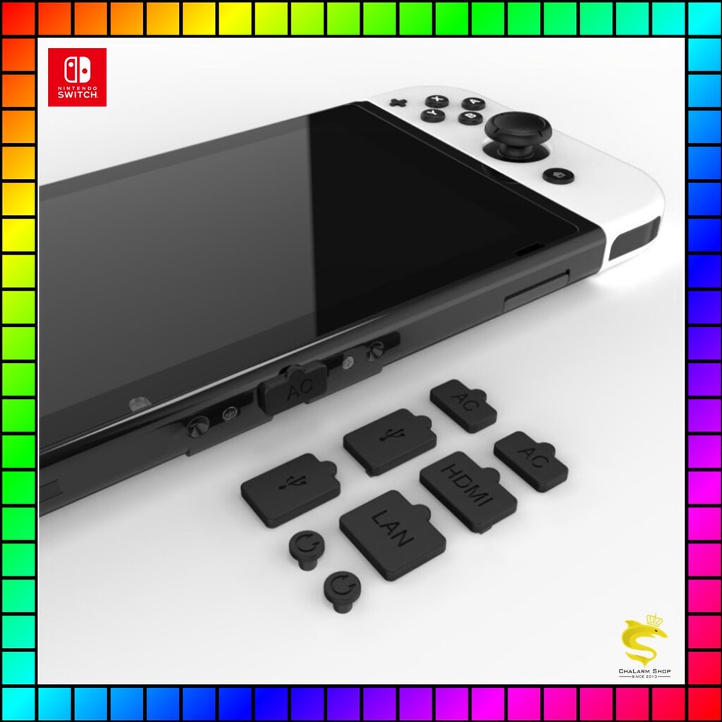 Nintendo Switch Oled Machine Dust Cover Rubber Set 8 Pieces | Shopee ...