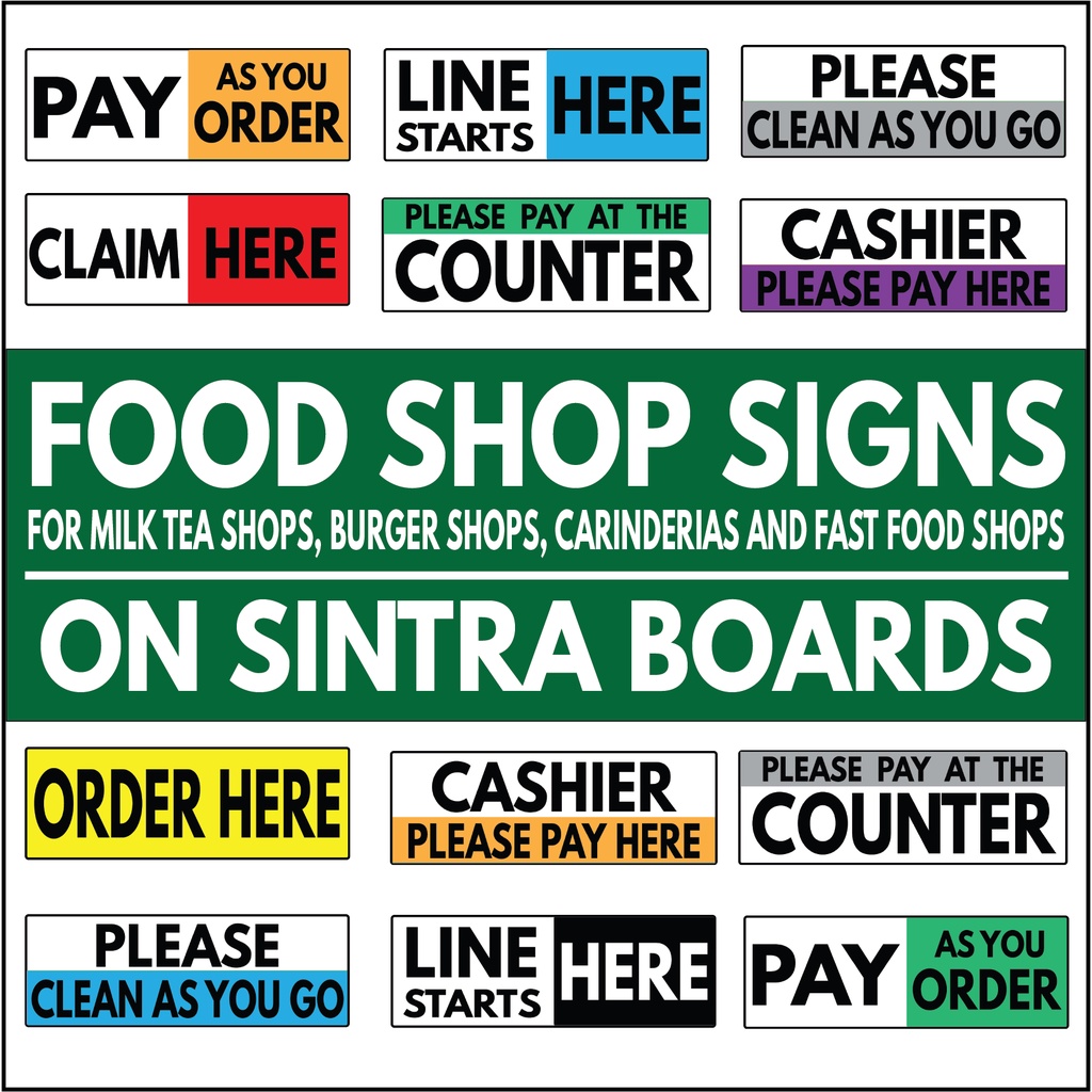 Food Shops, Milk Tea Shops and Fast Food Signages/ Cashier, Claim Here ...