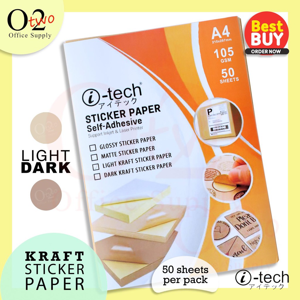itech Kraft Sticker Paper Dark / Light (50sheets) | Shopee Philippines