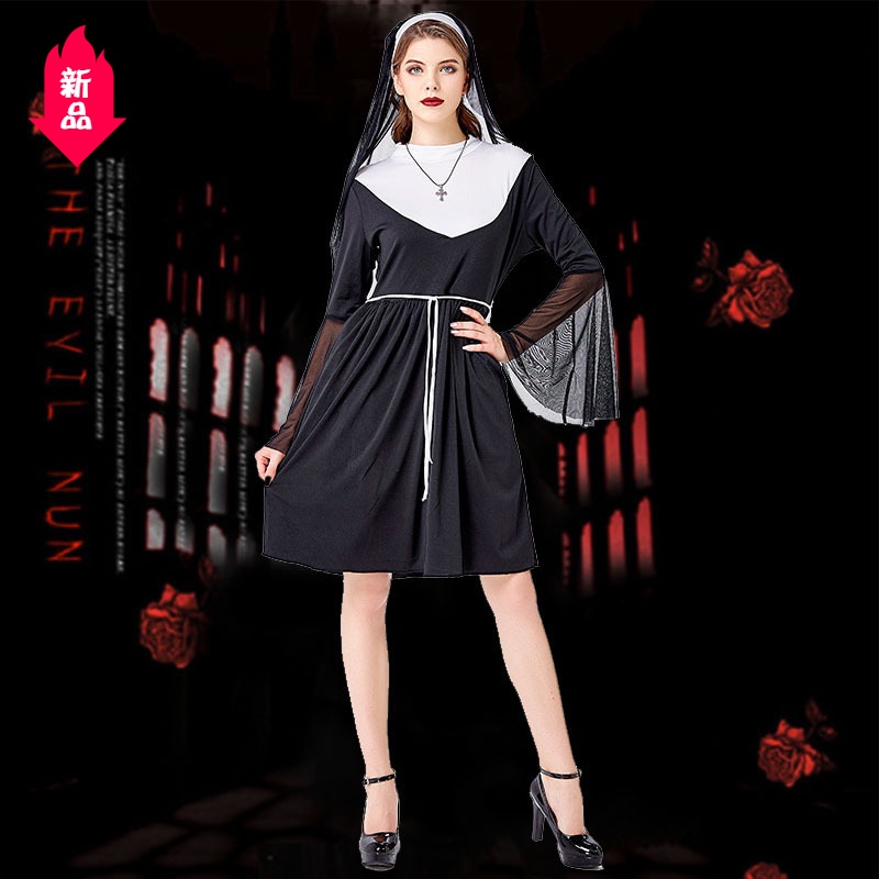 XL New Style Church Virgin Mary Sister Maria Costume Halloween Cosplay ...
