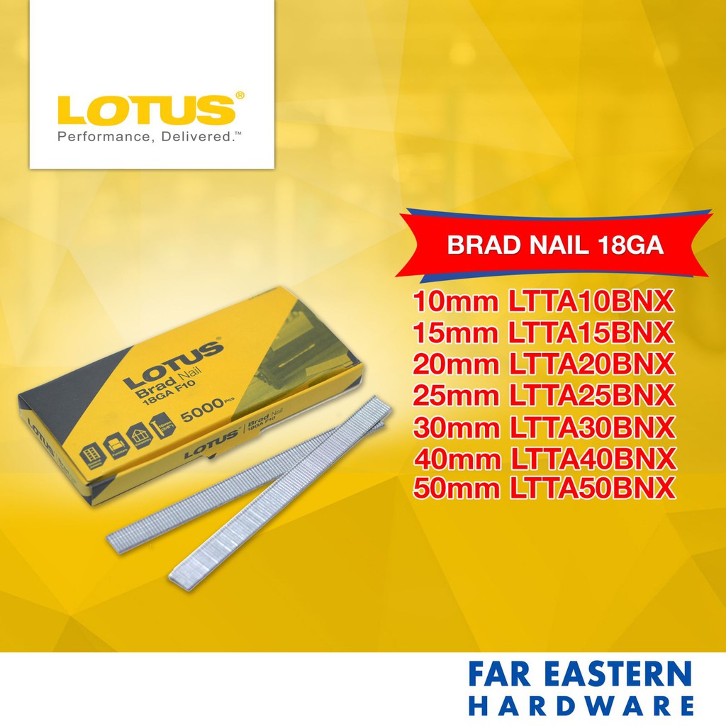 LOTUS Brad Nail 18GA F10 F15 F20 F25 F30 F40 F50 Nails LTAC | Shopee ...