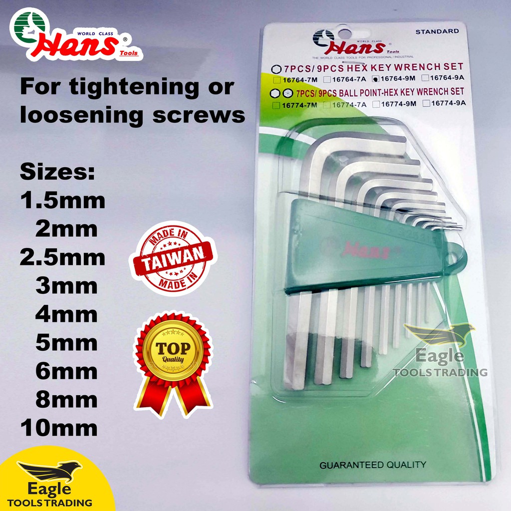 Hans Short Arm Allen Hex Key Wrench Set 16764-9M | Shopee Philippines