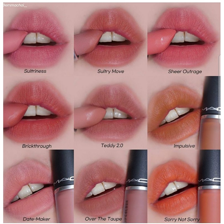 MAC Lip 9 Popular Colors Brick Tone Powder Kiss Texture Gentle Can ...