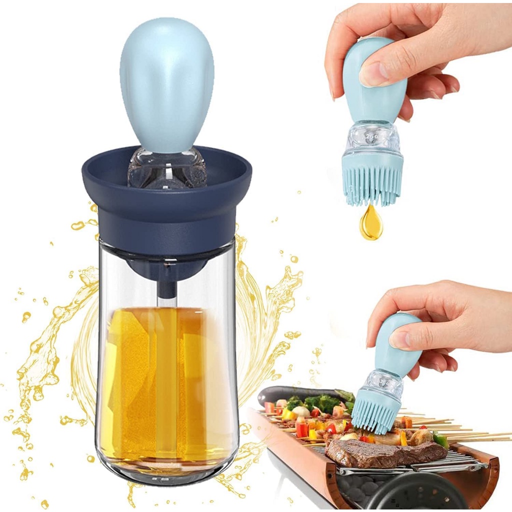 2-IN-1 Oil Dispenser Bottle with Dropper Measuring Silicone Brush, Oil ...
