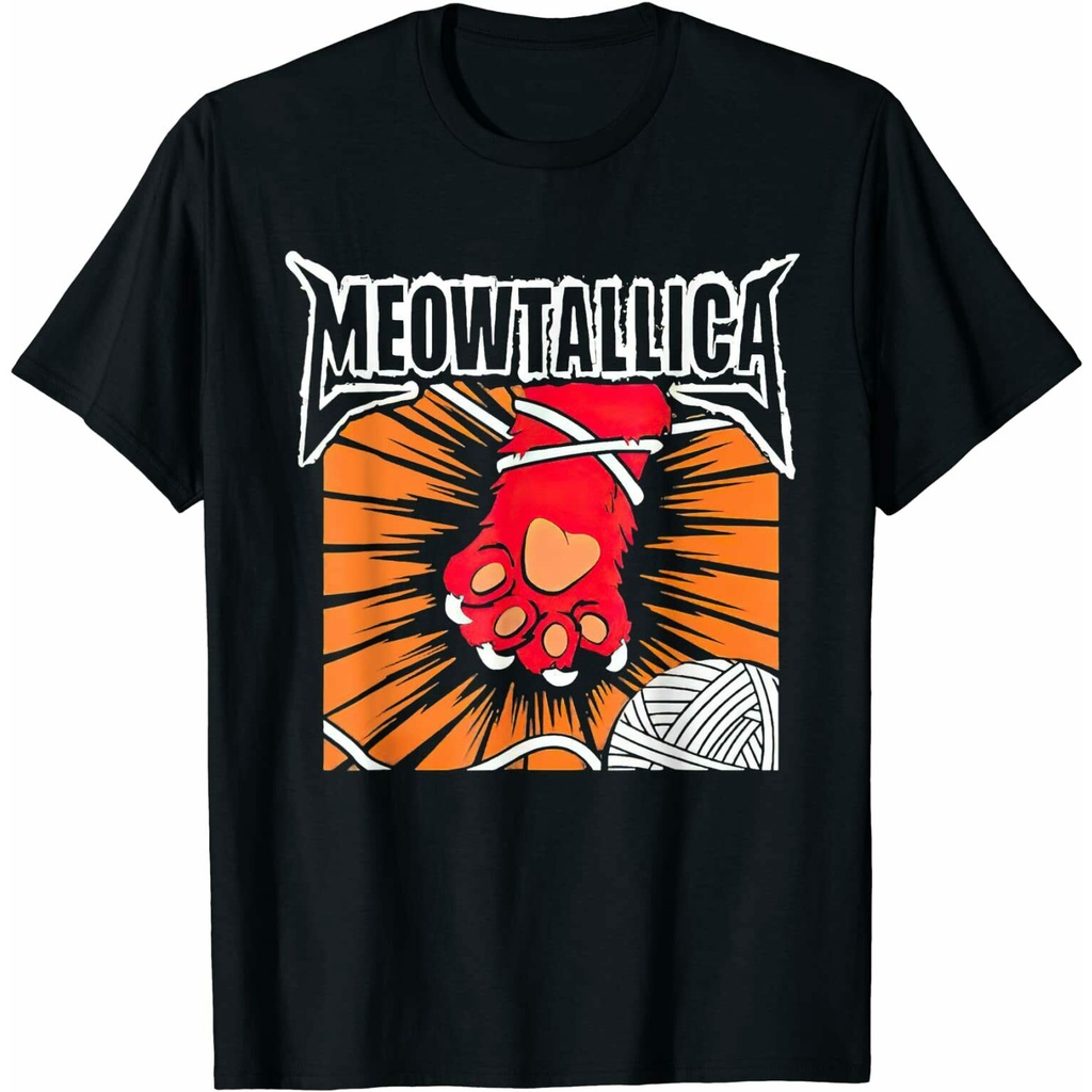 Metallicat Funny Cat Rock 90S Meow For Music Band Of Friends Tshirt ...