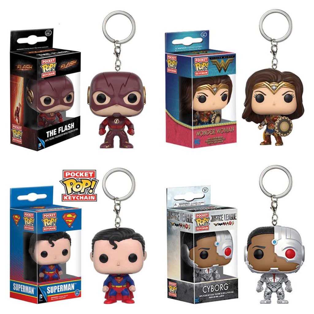 Funko POP Superman Keychain Doll Justice League Flash/Wonder Woman ...