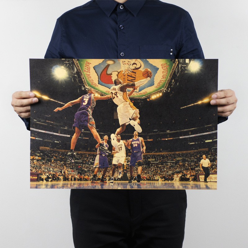 NBA star poster Kobe Bryant basketball retro kraft paper poster ...