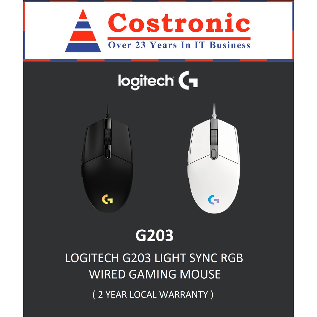 Logitech G203 Lightsync Rgb 6 Button Gaming Wired Mouse Black White