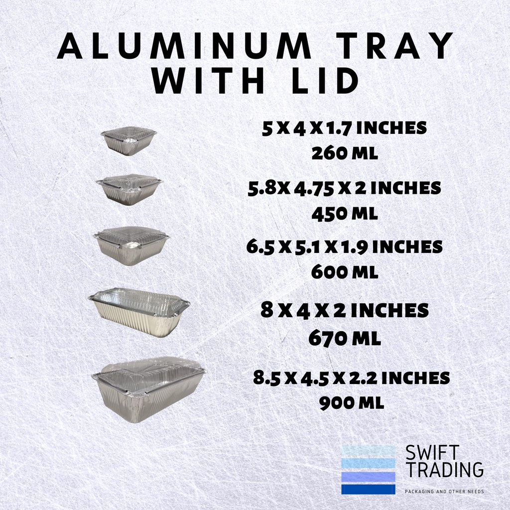 [10 PCS.] Aluminum Tray With Lid - Loaf / Square / Medium / Large ...