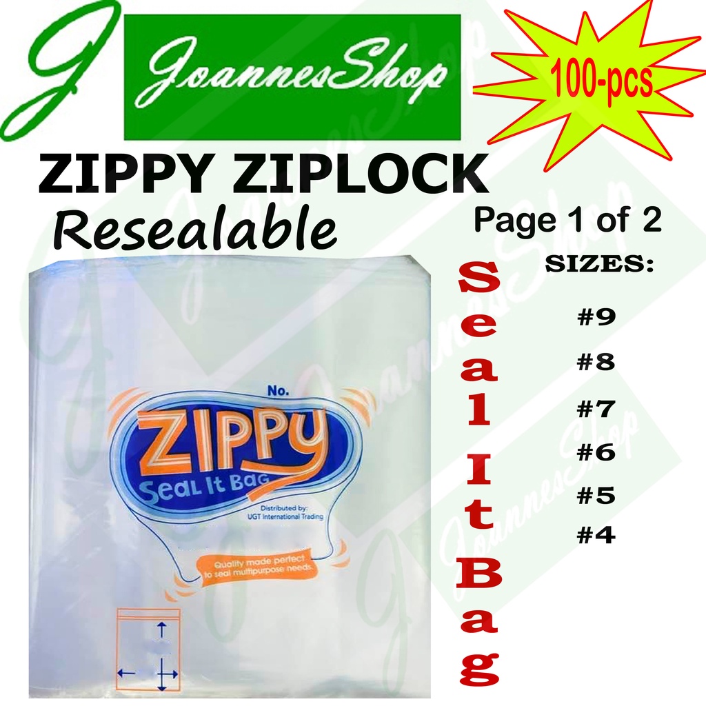 100 PCS ZIPPY RESEALABLE BAG WITH ZIPLOCK page 1 of 2 | Shopee Philippines