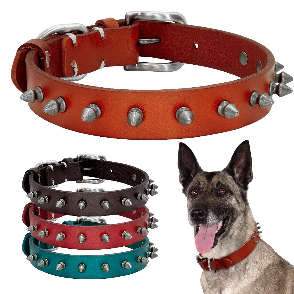 【NORMA】Leather Spiked Studded Dog Collar Durable Pet Dog Collars ...