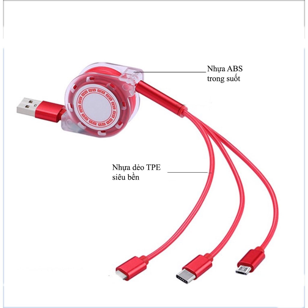 3 Heads Quick Charge Cable (Ultra Compact Roll) | Shopee Philippines