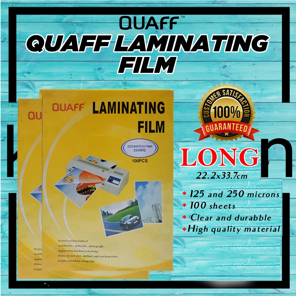 QUAFF LAMINATING FILM LONG/ LEGAL 125mic and 250mic 100sheets | Shopee ...