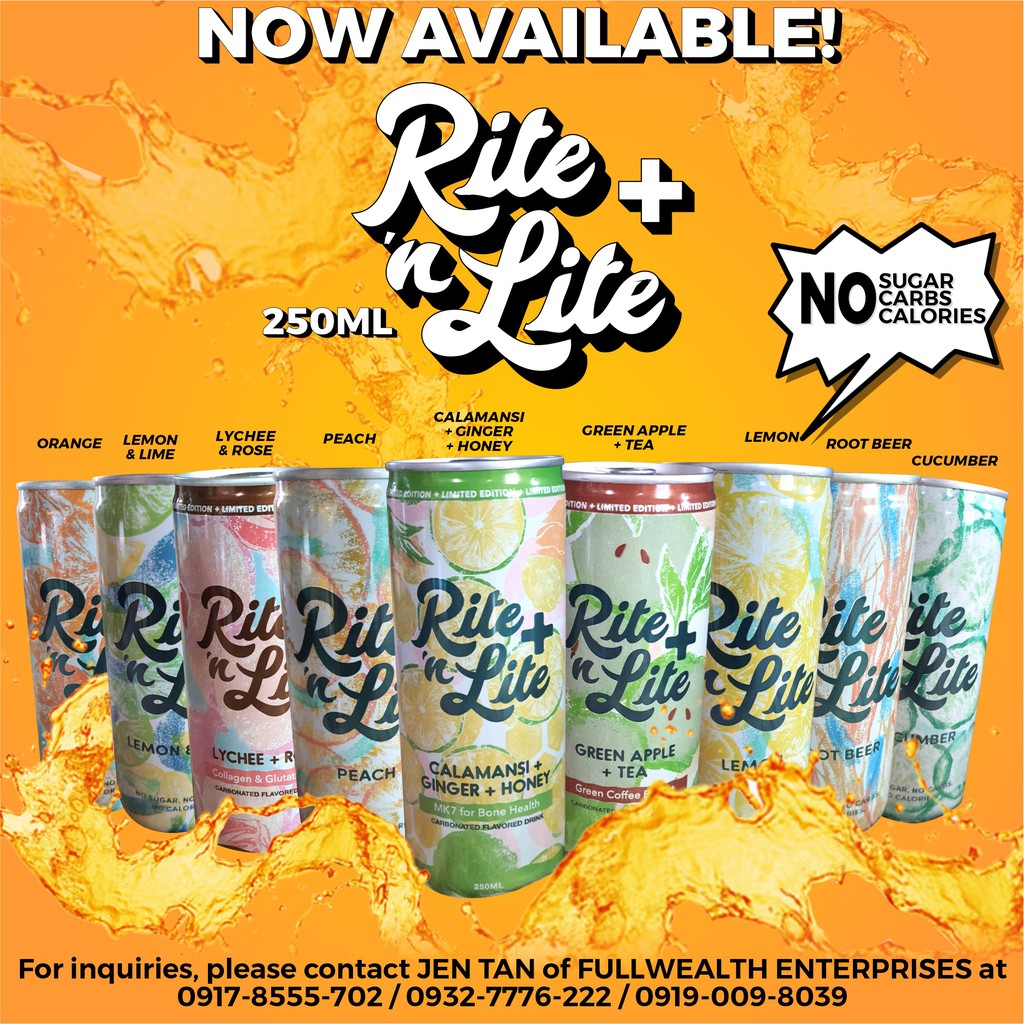 RITE N' LITE (250ml) * 24 pcs (1 case) -- REGULAR FLAVORS | Shopee ...