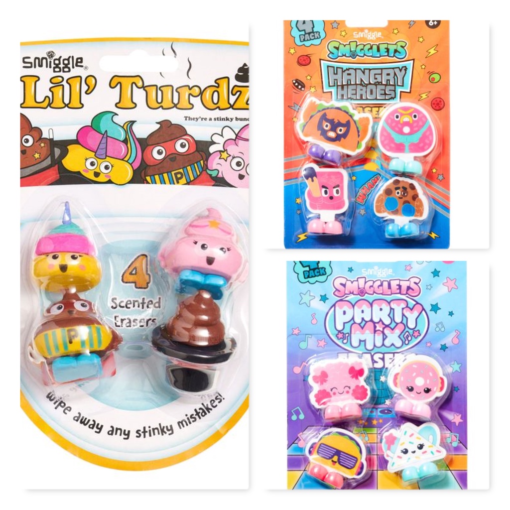 SMIGGLE Smigglets Party Mix Eraser Pack X4 | Shopee Philippines